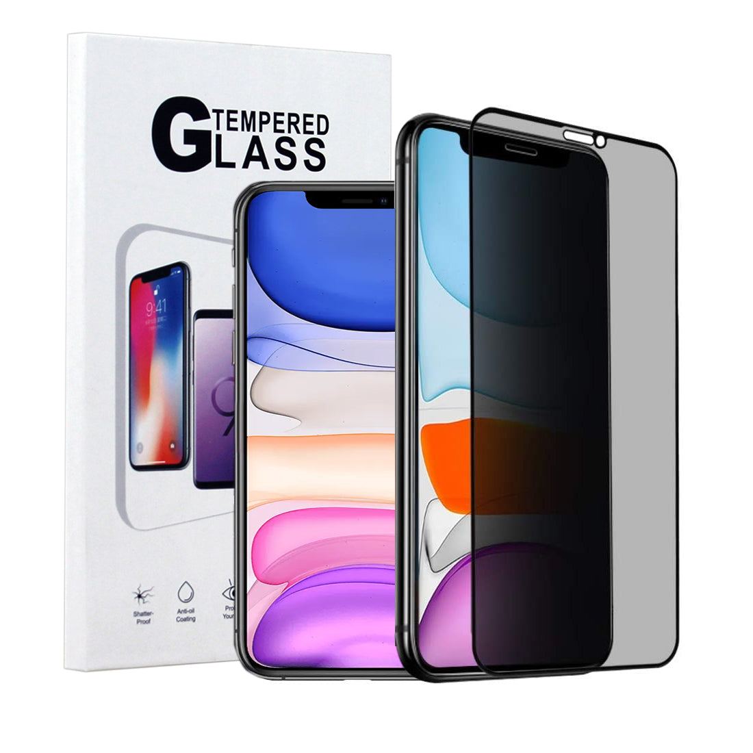 Apple - iPhone 11 / XR - Tempered Glass [1 Pack] - Privacy - Black ...